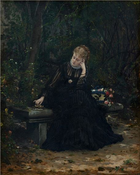Jules Émile Saintin | Woman in Black | MutualArt