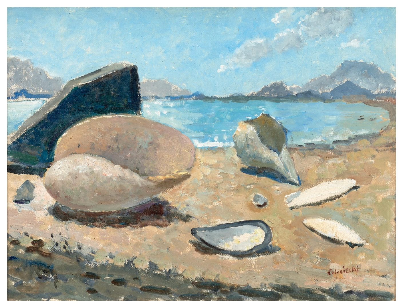 Giovanni Colacicchi | Still life with shells (Nella marina) (1980 ...
