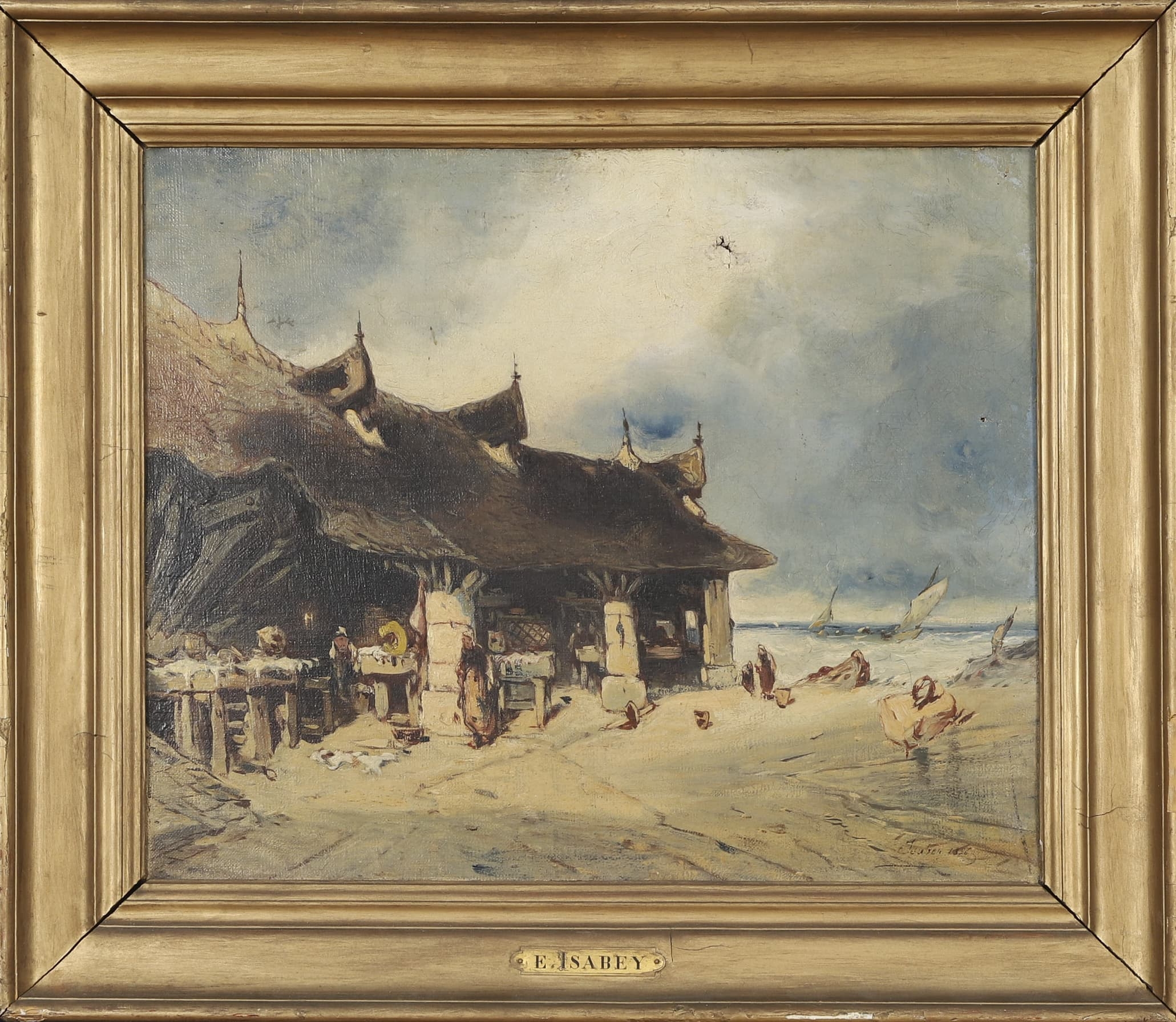 Eugène Isabey | Halle aux poissons en bord de mer, 1856 (1856) | MutualArt