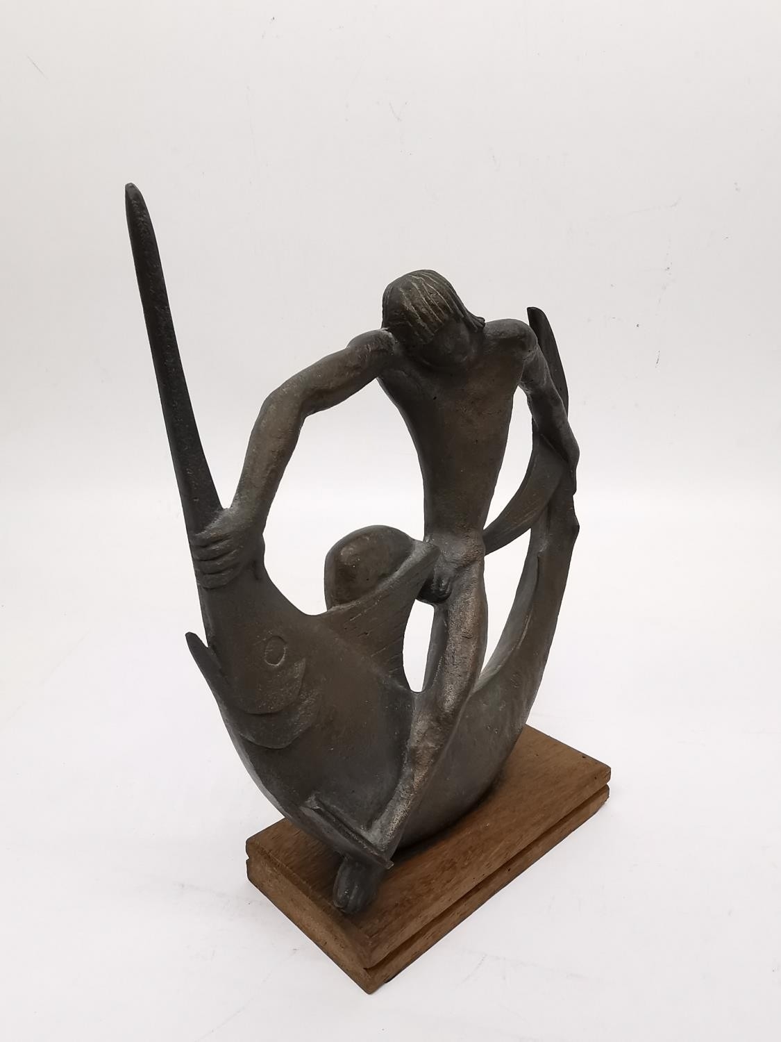 Edwin Paul Scharff | bronze sculpture of a man grappling a sword fish ...