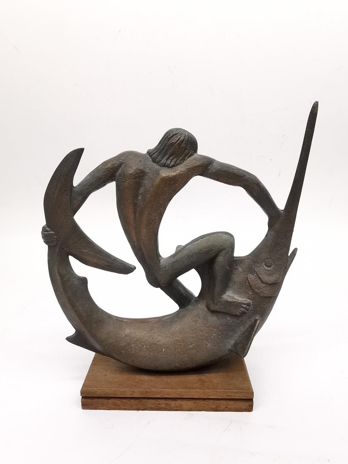Edwin Paul Scharff | bronze sculpture of a man grappling a sword fish ...