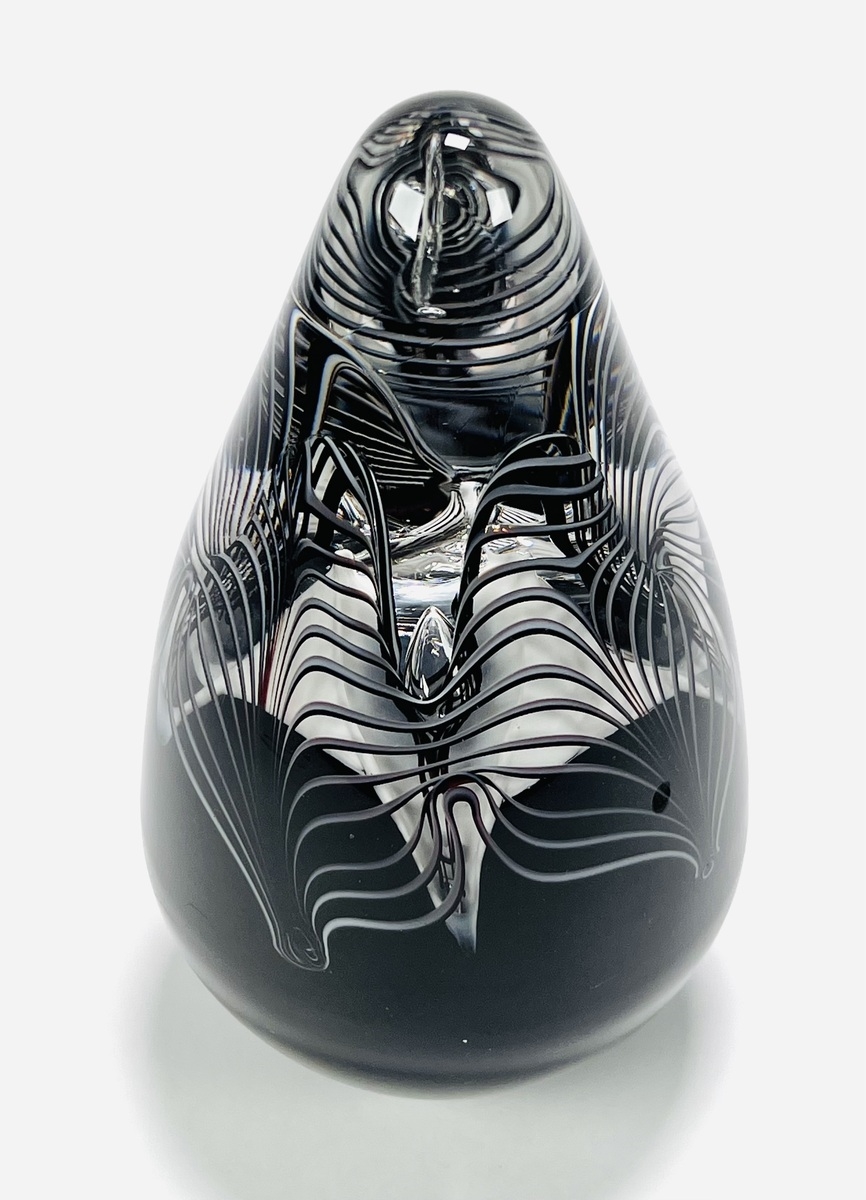Adam Jablonski | Conically shaped glass object with black and white ...