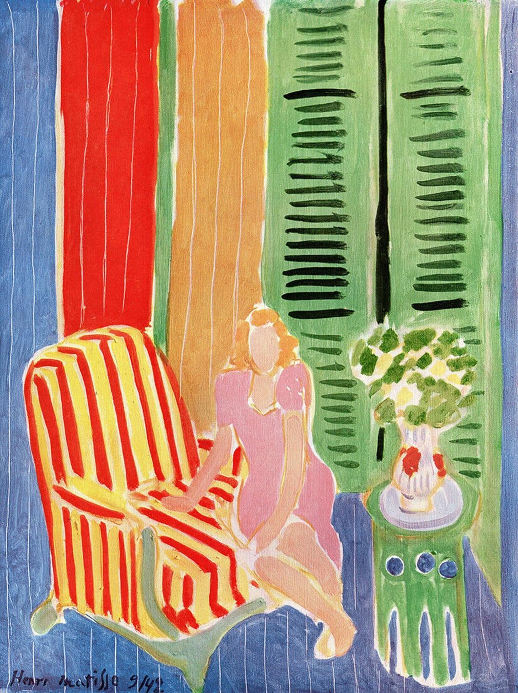 Henri Matisse | Girl With Pink Dress, Open Window And Shutters (1945 ...