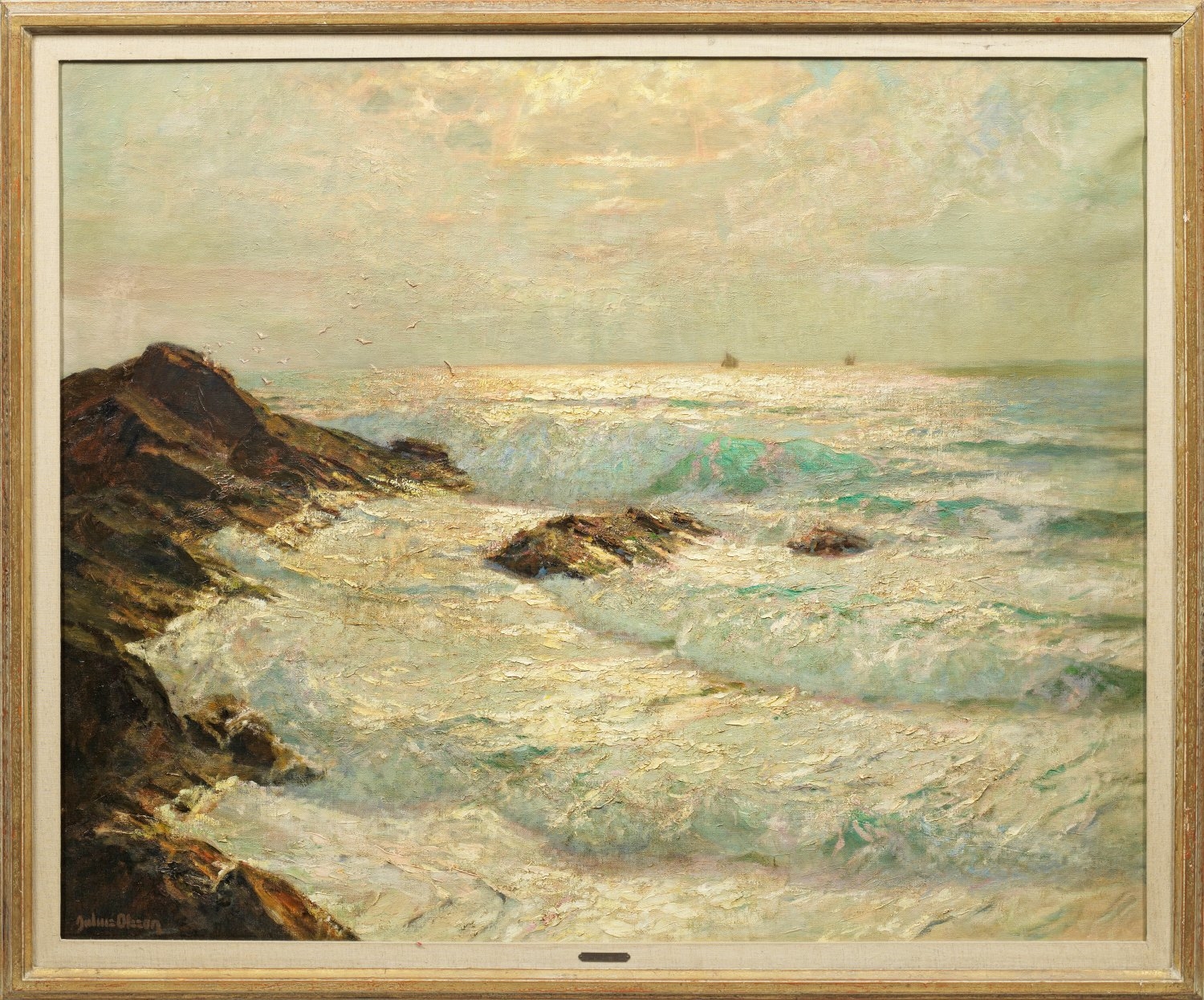 Julius Olsson | Clouded moon off Falmouth | MutualArt