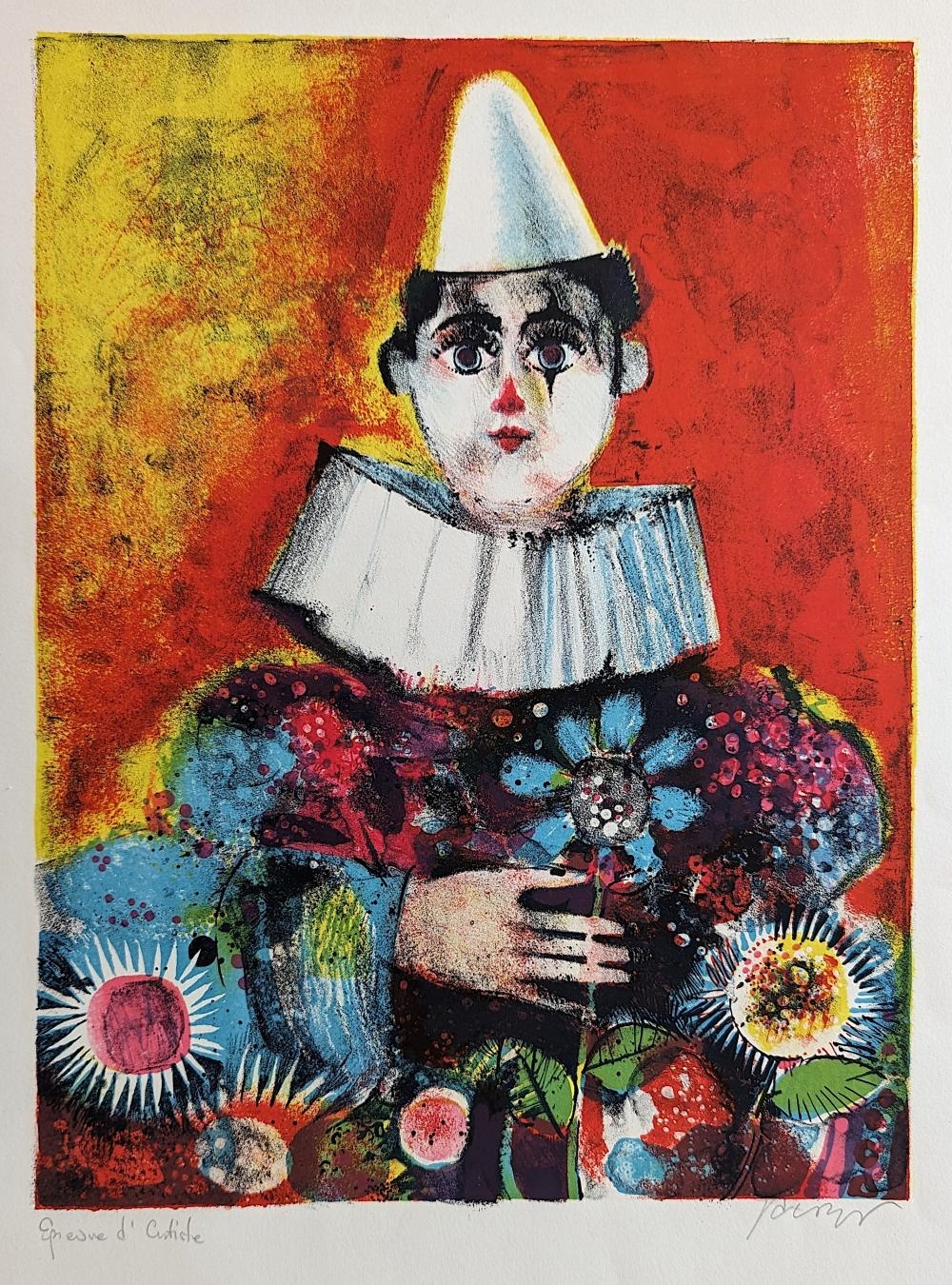 Pierre Jacquot | PIERRE H. JACQUOT (1929 - 2009) Clown Stone Lithograph ...