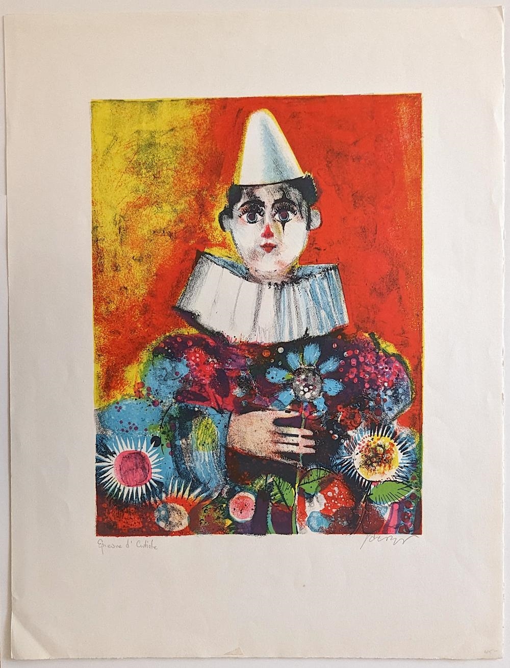 Pierre Jacquot | PIERRE H. JACQUOT (1929 - 2009) Clown Stone Lithograph ...