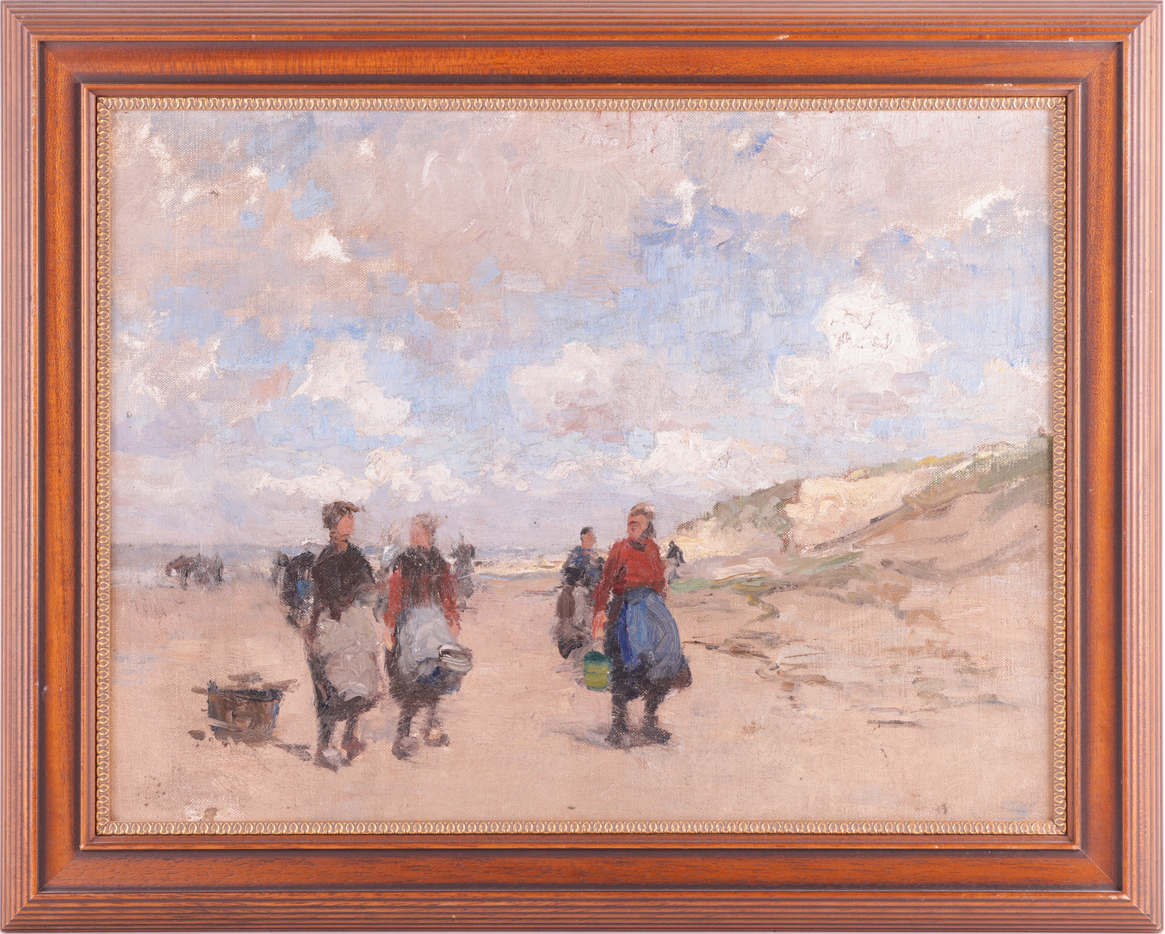 German Grobe | Fishermen's wives on a beach (1857) | MutualArt