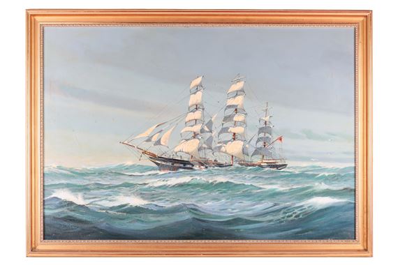 David Brackman | a three-masted sailing ship at sea (1932) | MutualArt