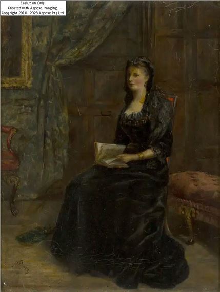 Alfred Walter Bayes | Portrait of a lady reading in an interior; (1883 ...