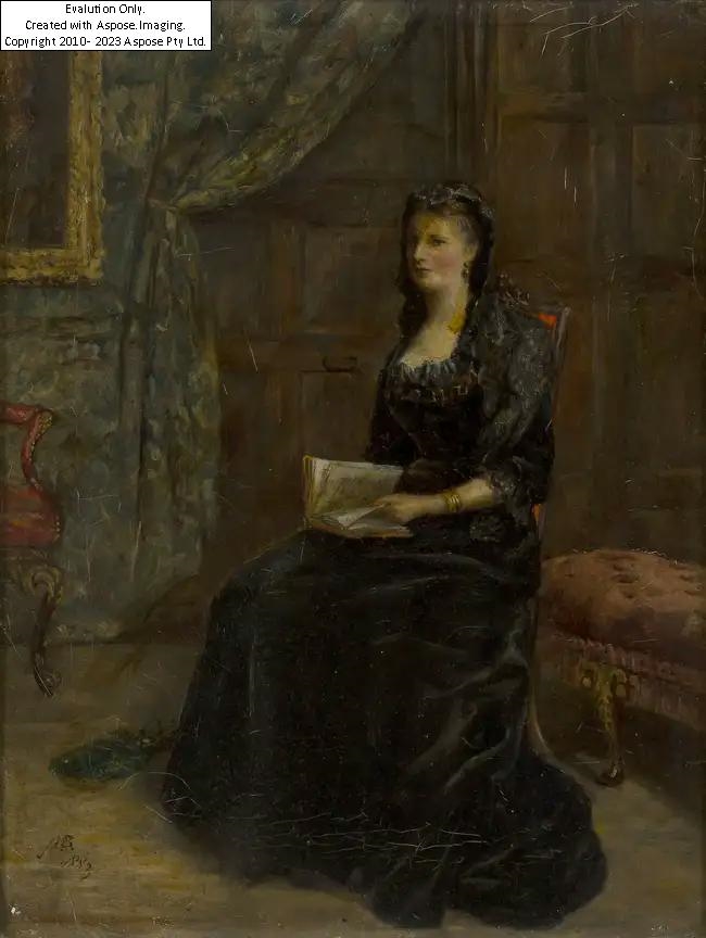 Alfred Walter Bayes | Portrait of a lady reading in an interior; (1883 ...