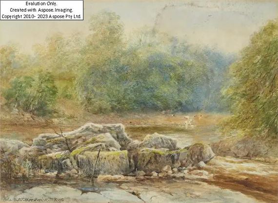 John Jessop Hardwick | Wooded river scene; watercolour on paper ...