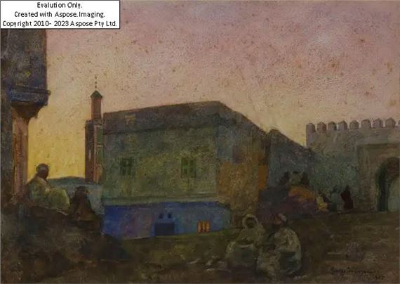 George Thomson | Figures by the walls of a gated city in North Africa ...