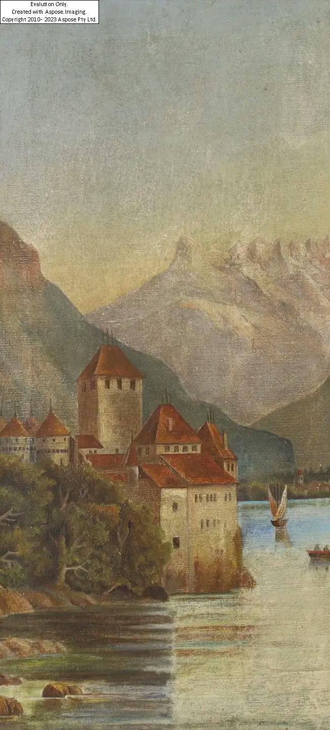Hubert Sattler | Austrian 1817-1904- Chillon Castle on Lake Geneva; The ...