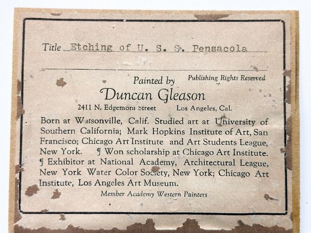Joe Duncan Gleason | Duncan Gleason (1881-1959) Pencil Signed Etching ...
