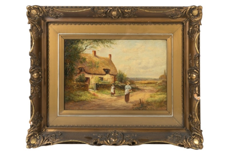 Ernest Walbourn | 2 works: River landscape with a mother and child ...