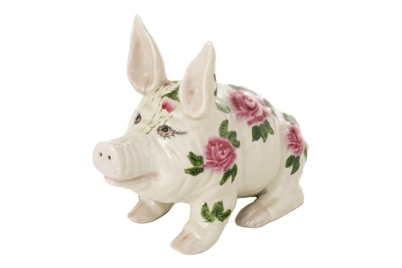 Unknown | HAND-PAINTED PORCELAIN WEMYSS WARE PIG (20) | MutualArt