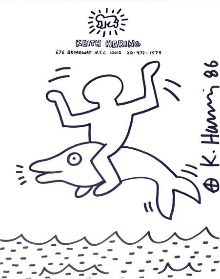 Keith Haring | Man with dolphin, 1986, New York shop (1986) | MutualArt