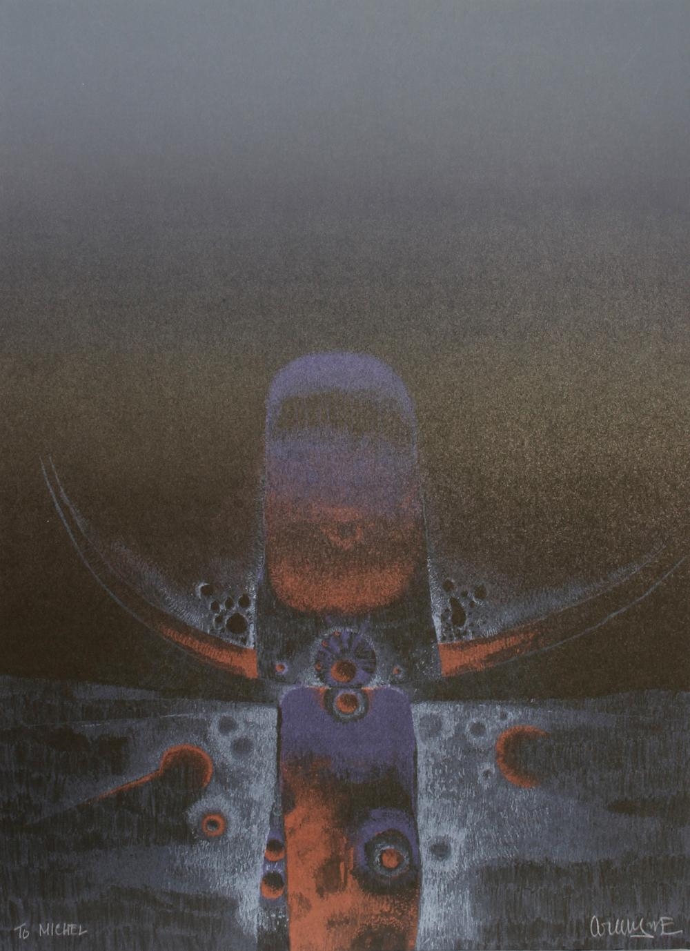 Arun Bose | ABSTRACT FIGURE IN RED AND BLUE (1980) | MutualArt