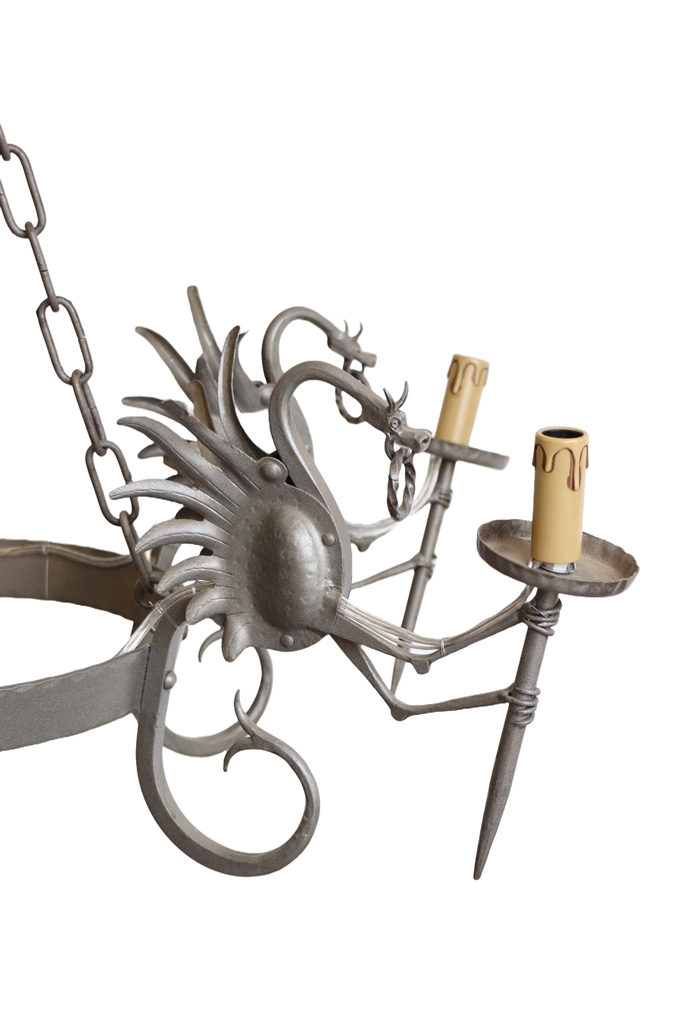 Alessandro Mazzucotelli | Lustre en fer forgé vernis sur métal brut à ...