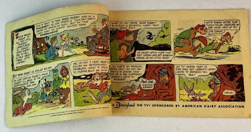 Walt Disney | 1955 Walt Disney's Brer Rabbit in Ice Cream For The Party ...