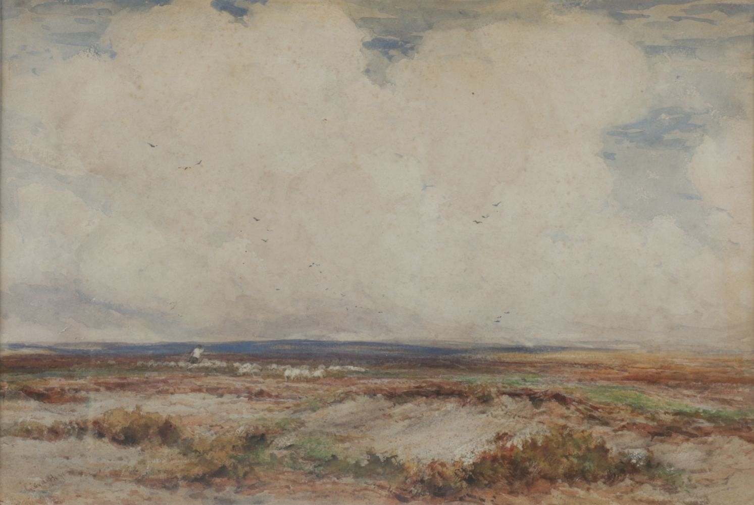 Claude Hayes | Shepherd and sheep in a landscape | MutualArt