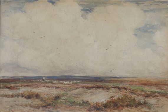 Claude Hayes | Shepherd and sheep in a landscape | MutualArt