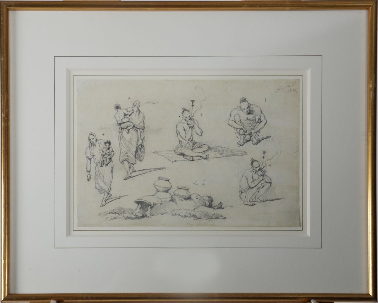 George Chinnery | Group of 5 coolies at various pursuits | MutualArt