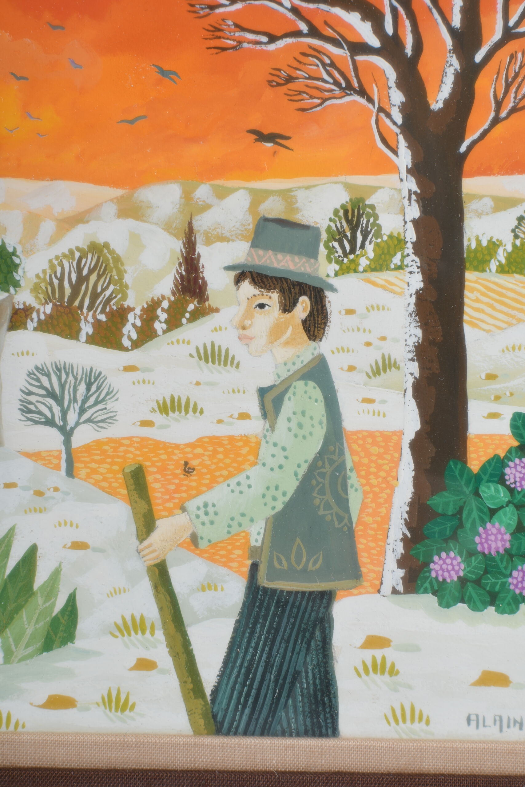 Alain Thomas | Personnage à la canne dans un paysage enneigé. sur ...