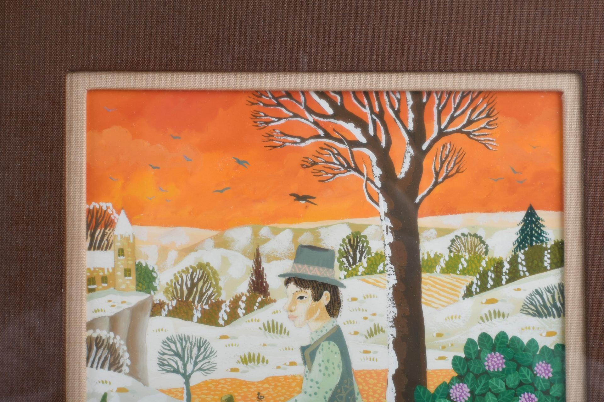 Alain Thomas | Personnage à la canne dans un paysage enneigé. sur ...