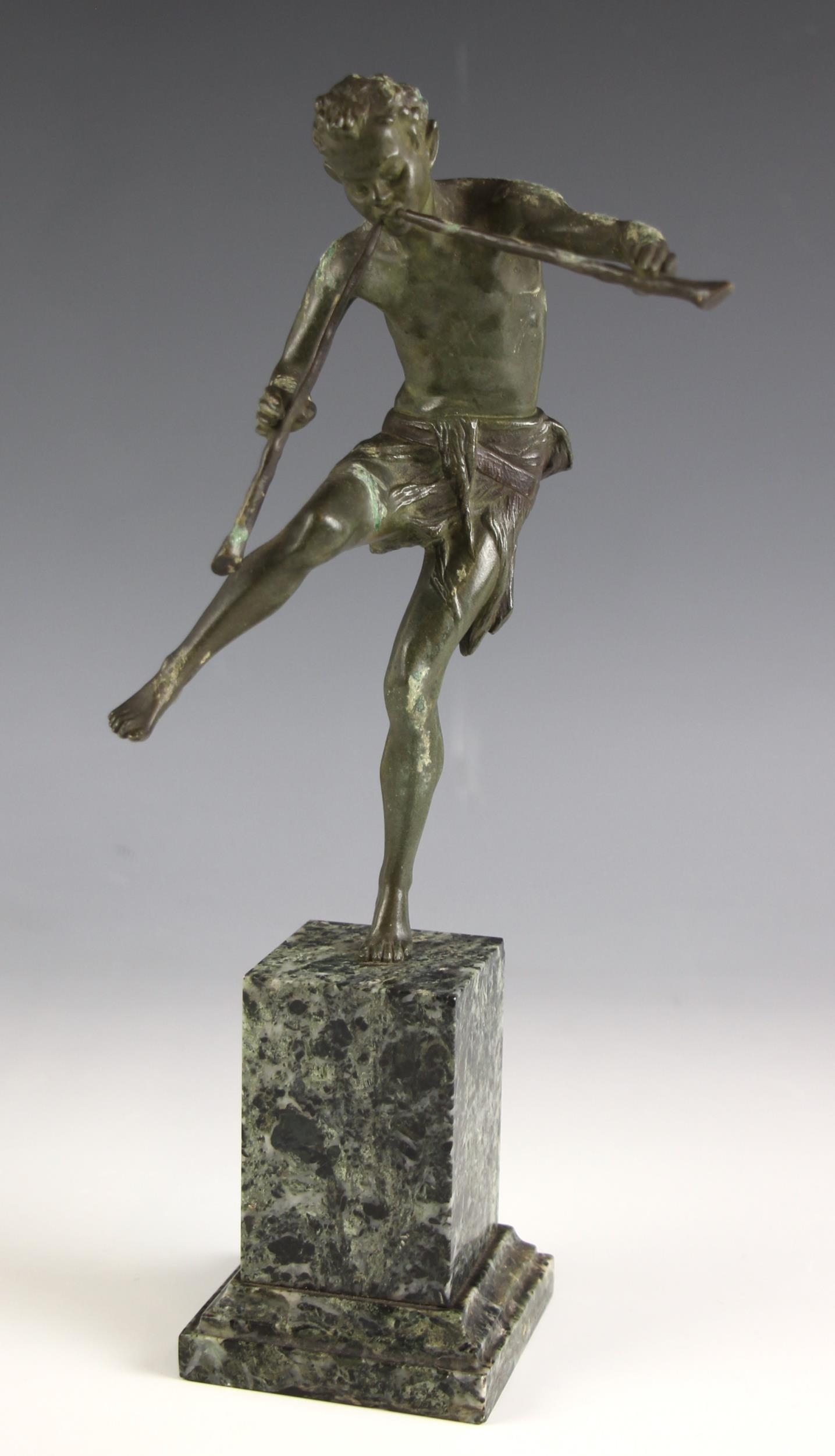 Édouard Drouot | Figure modelled as a satyr on one leg playing the ...