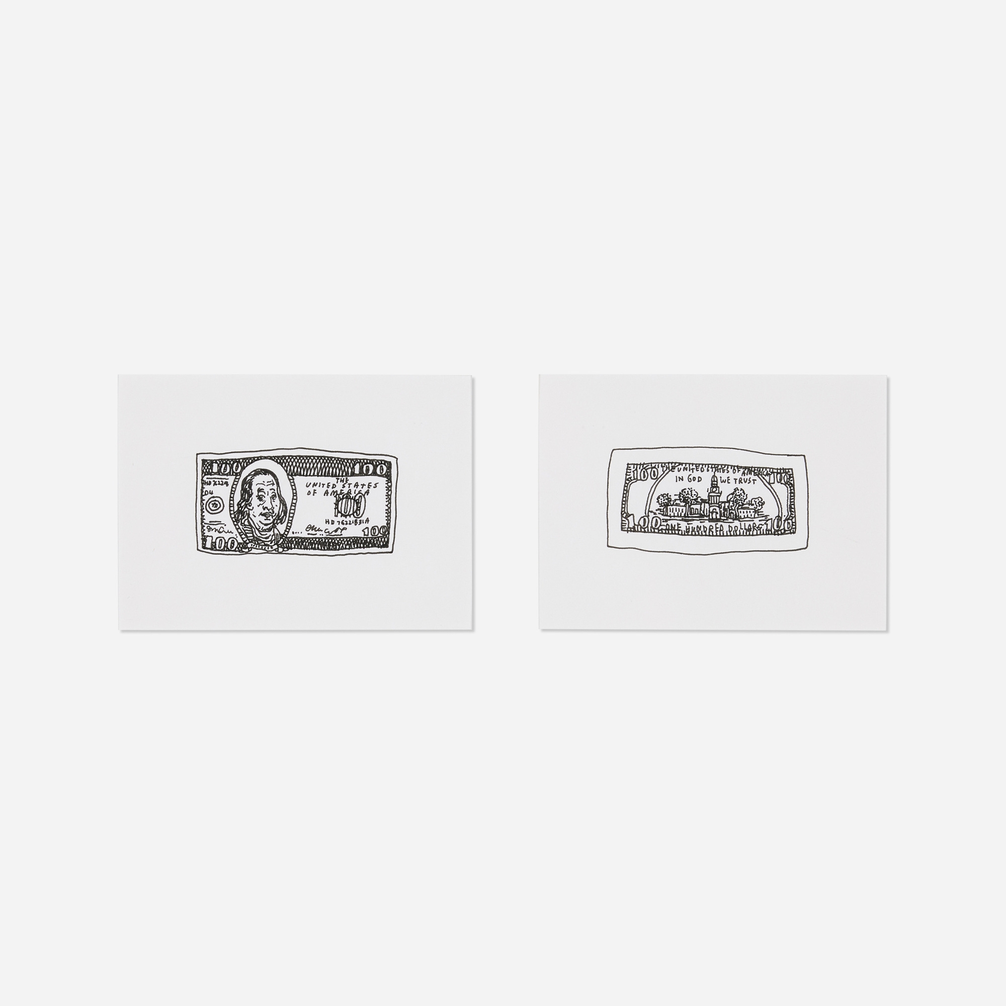 Jason Polan | Untitled (Dollar Bill) (two works | MutualArt