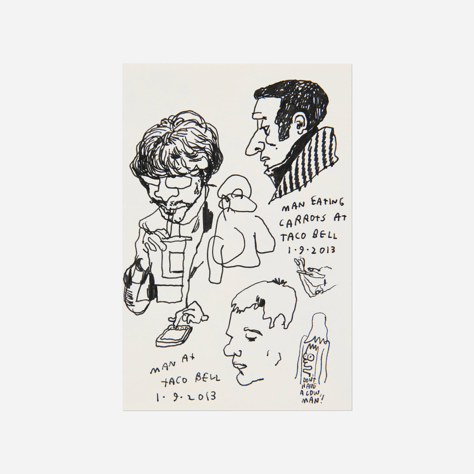 Jason Polan | Untitled (Man at Taco Bell (2013) | MutualArt