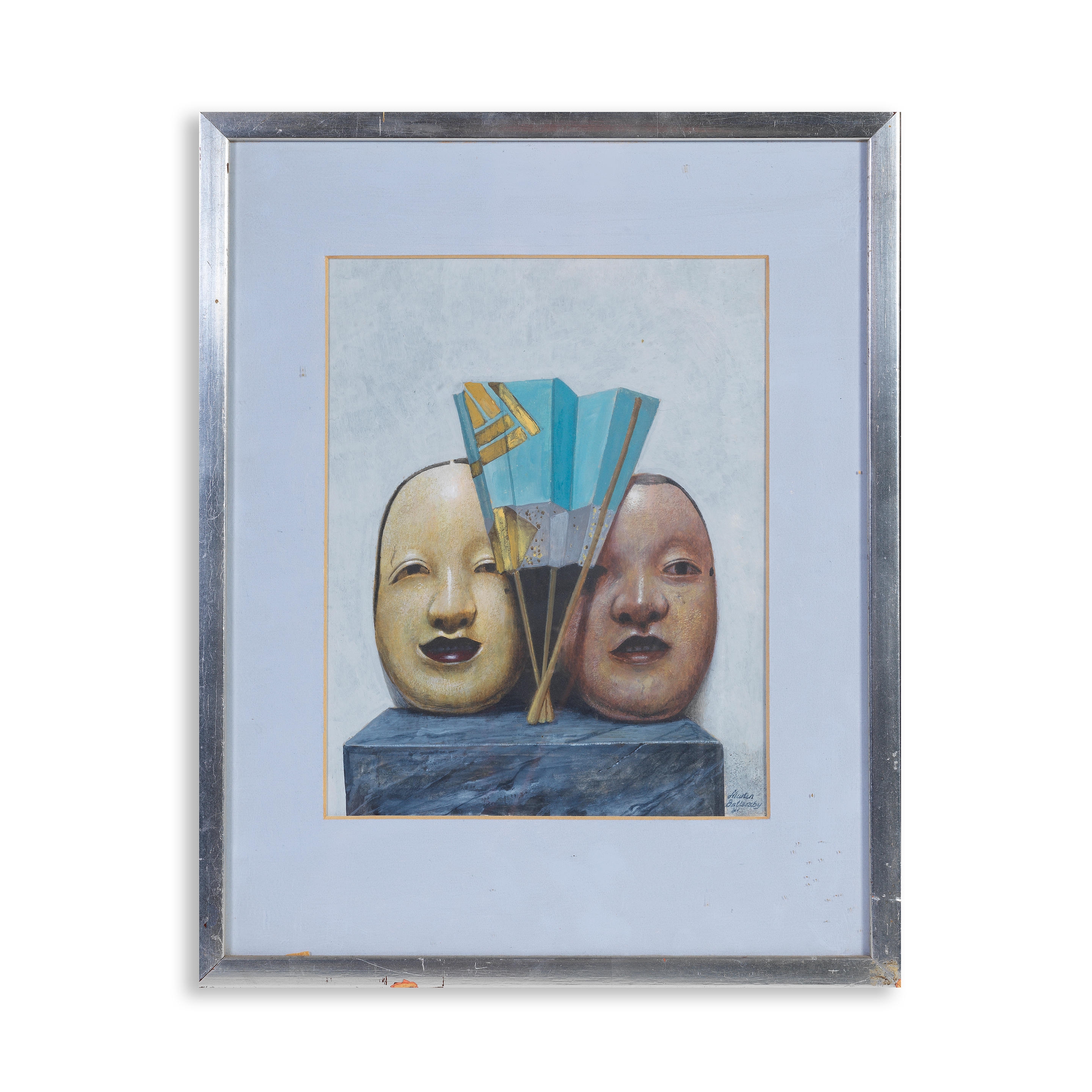 Martin Battersby | Still life with Japanese masks and fans | MutualArt