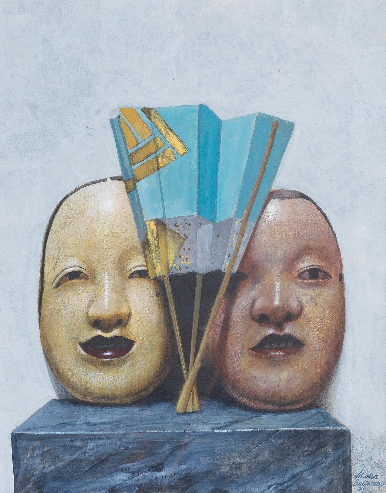 Martin Battersby | Still life with Japanese masks and fans | MutualArt