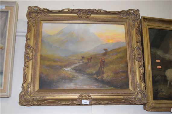 John Porter | study of a Highland scene with cattle | MutualArt