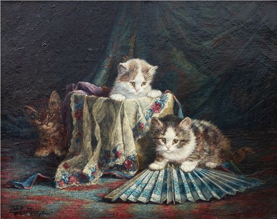 Cornelis Raaphorst | Kittens bij een waaier | MutualArt