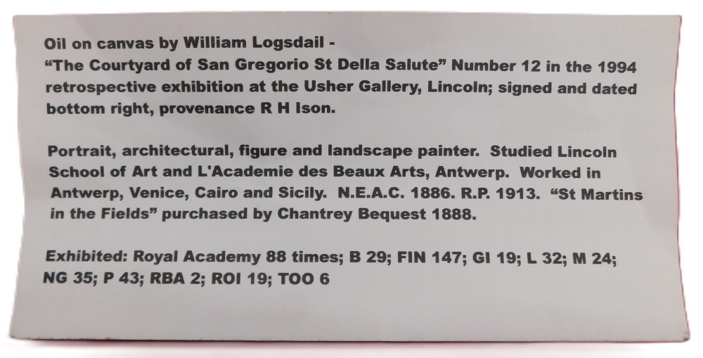 William Logsdail | The Courtyard of San Gregorio St Della Salute Venice | MutualArt