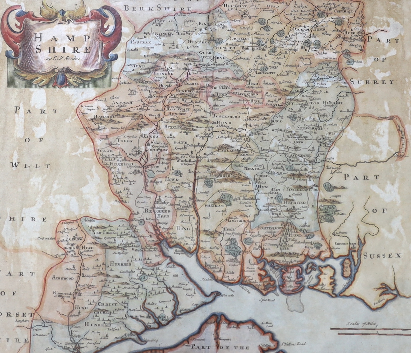 Robert Morden | hand coloured map of Hampshire | MutualArt