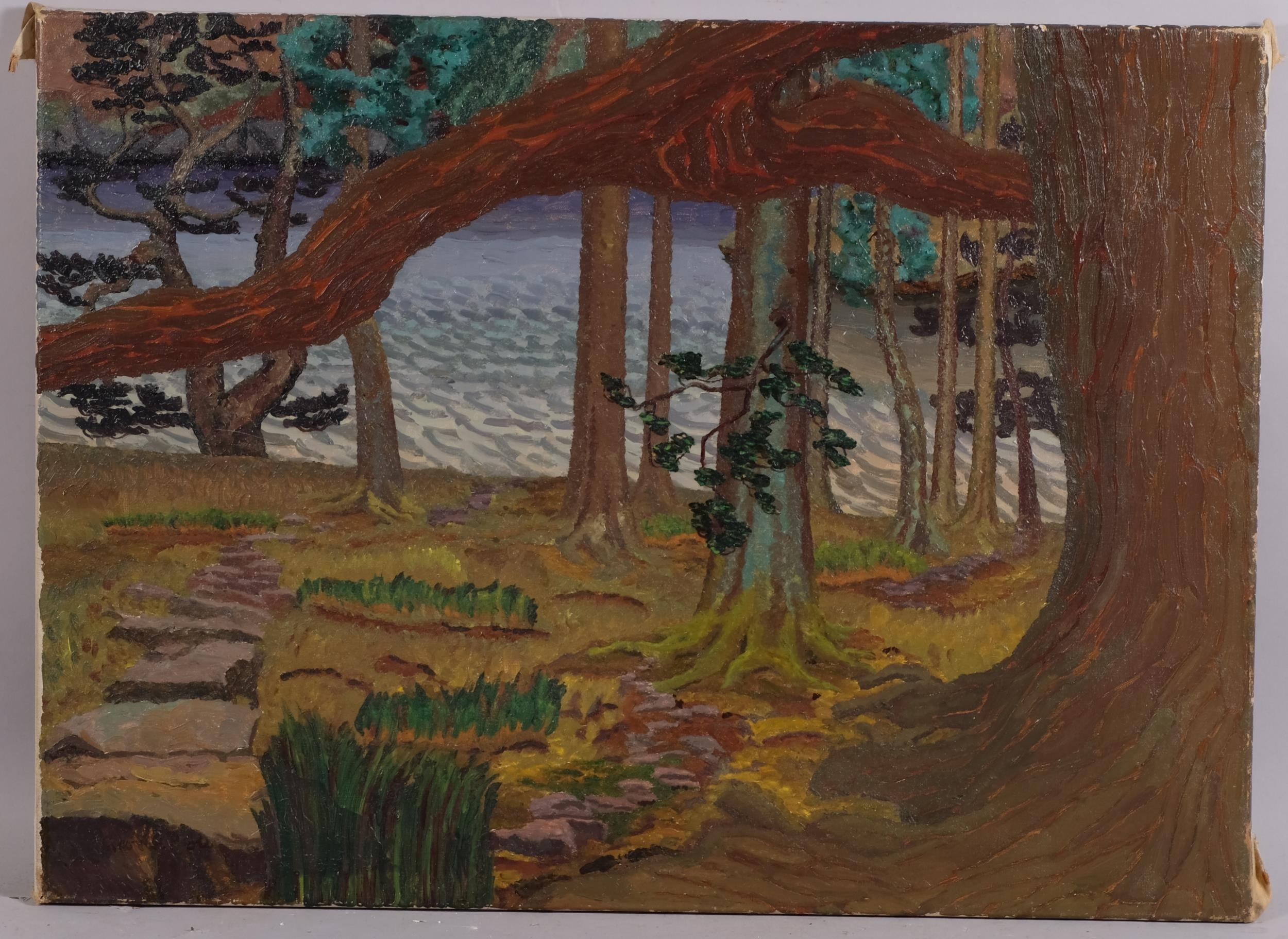 George Poole | woodland scene with river (Mid 20th Century) | MutualArt