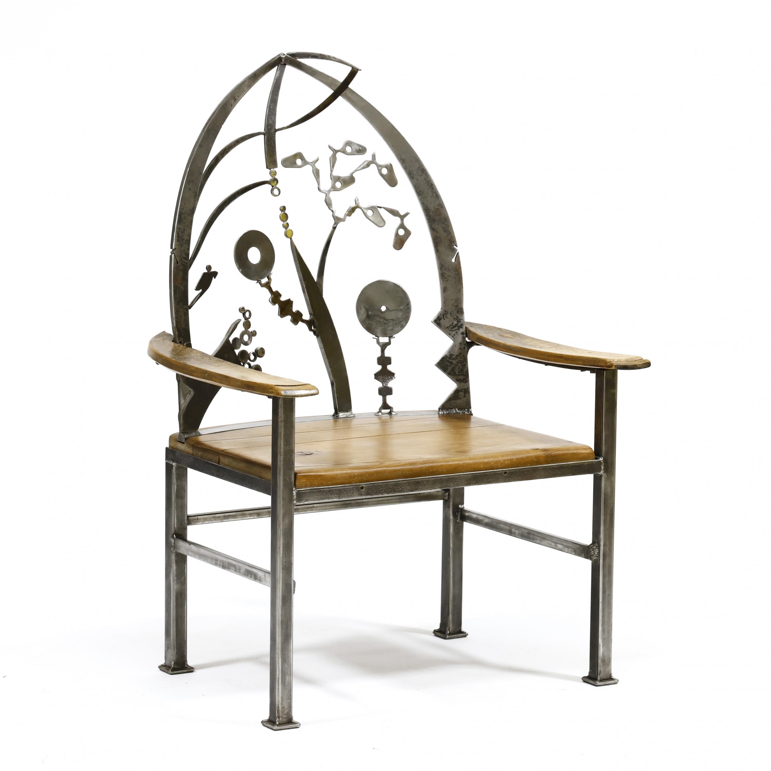 Tibor Timar | Steel and Wood Throne Chair | MutualArt