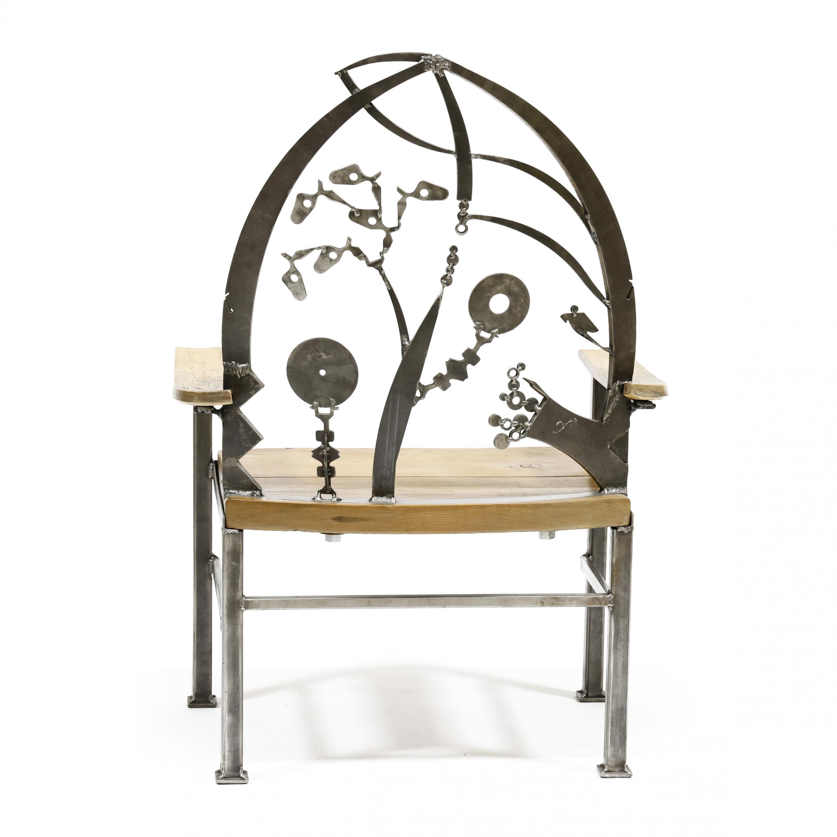 Tibor Timar | Steel and Wood Throne Chair | MutualArt