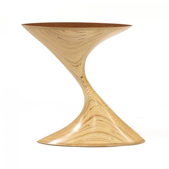 David Hymes | Signature Pedestal Table in Sapele Burl (2024) | MutualArt