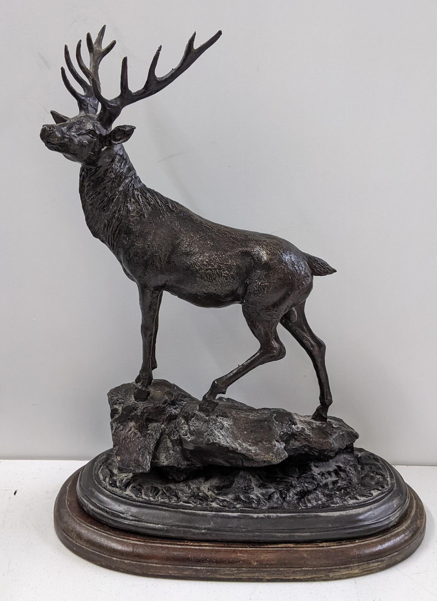 Pierre-Jules Mene | a bronze model of a stag stood atop a rocky outcrop ...