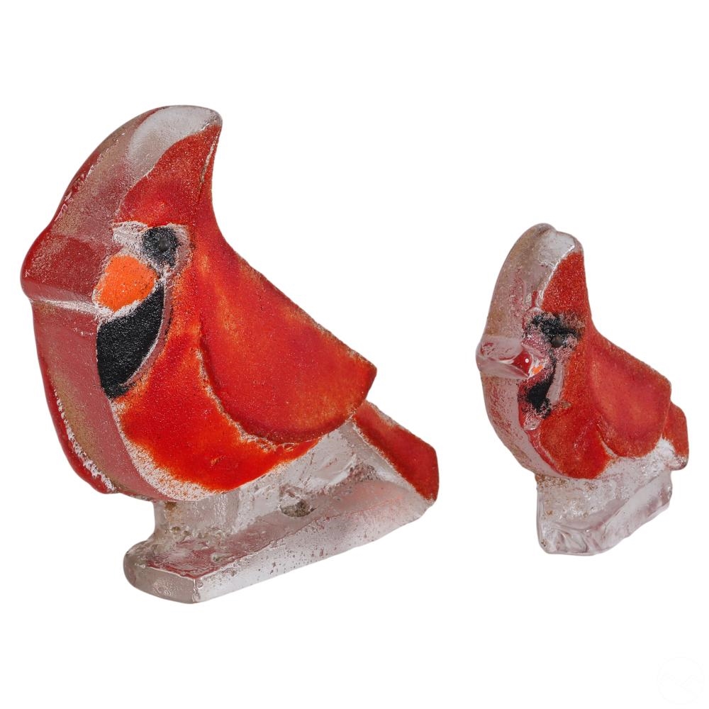 Marlene Rose | Marlene Rose b.1967 Glass Cardinal Bird Sculptures ...