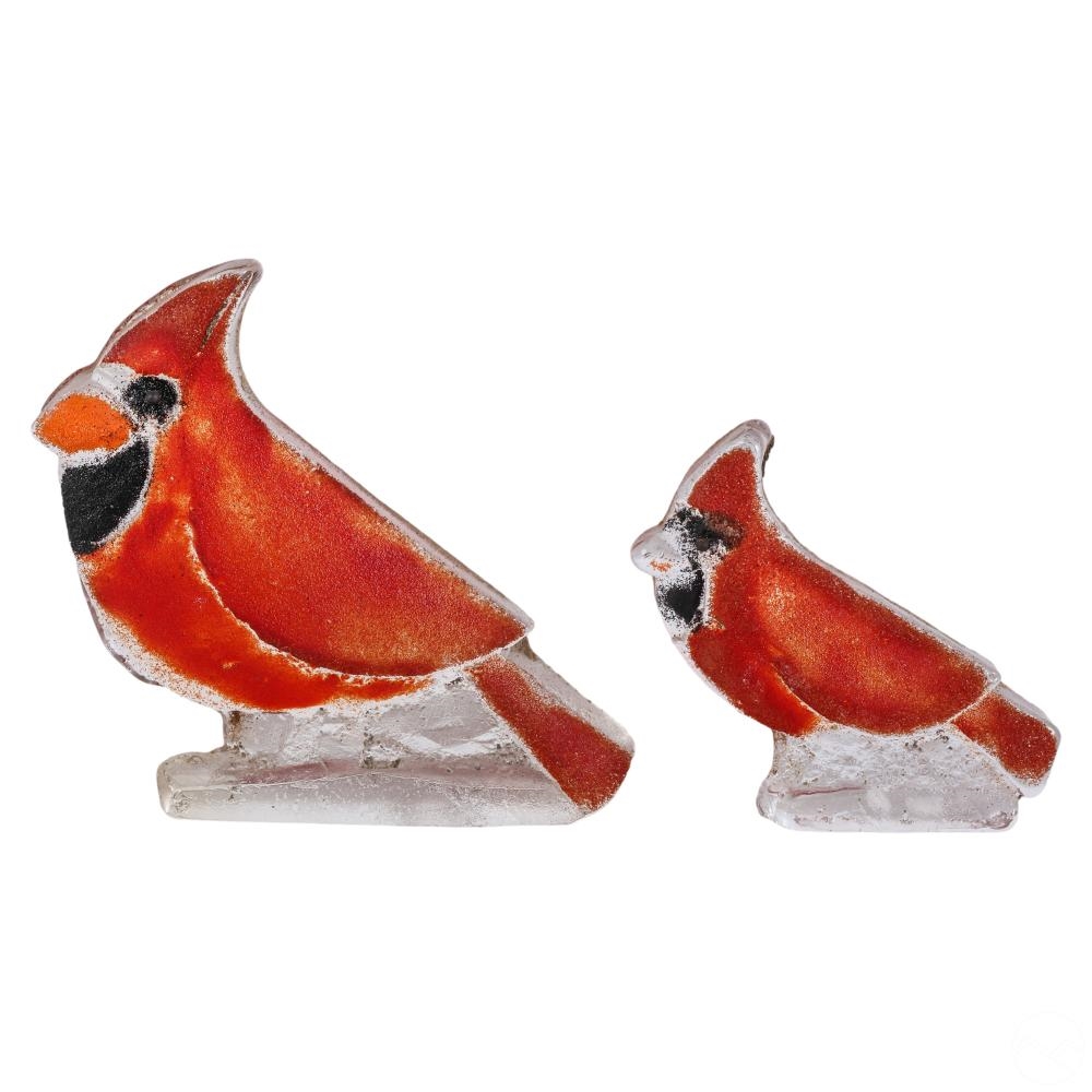 Marlene Rose | Marlene Rose b.1967 Glass Cardinal Bird Sculptures | MutualArt