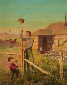 John Ford Clymer | Putting Up Birdhouses, The Saturday Evening Post ...