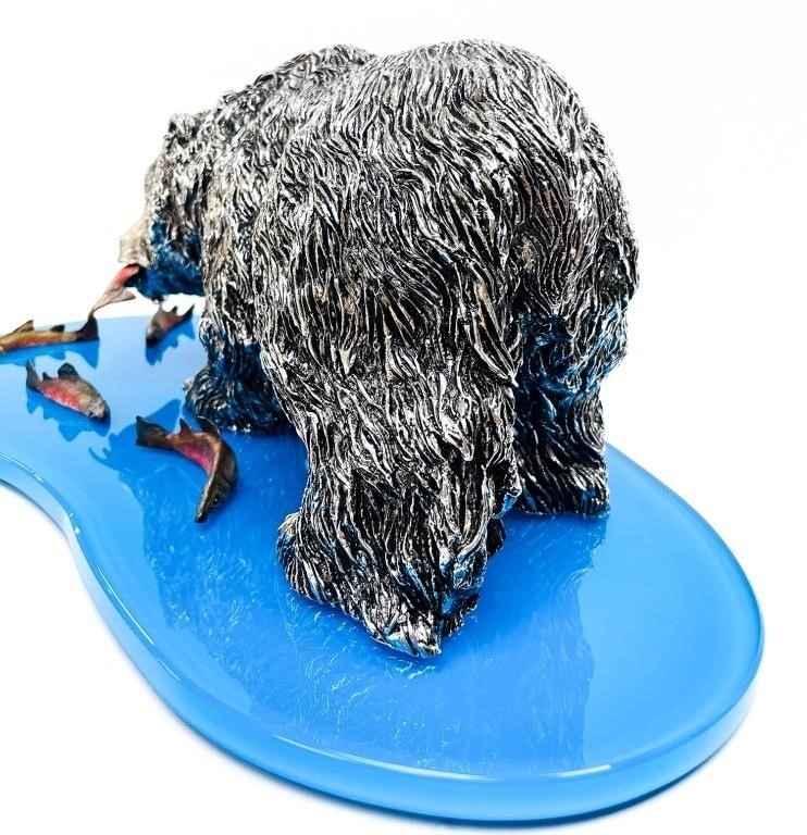 Dean Drever | b. 1970 Bear with Salmon 16/21 V1 stainless steel and ...