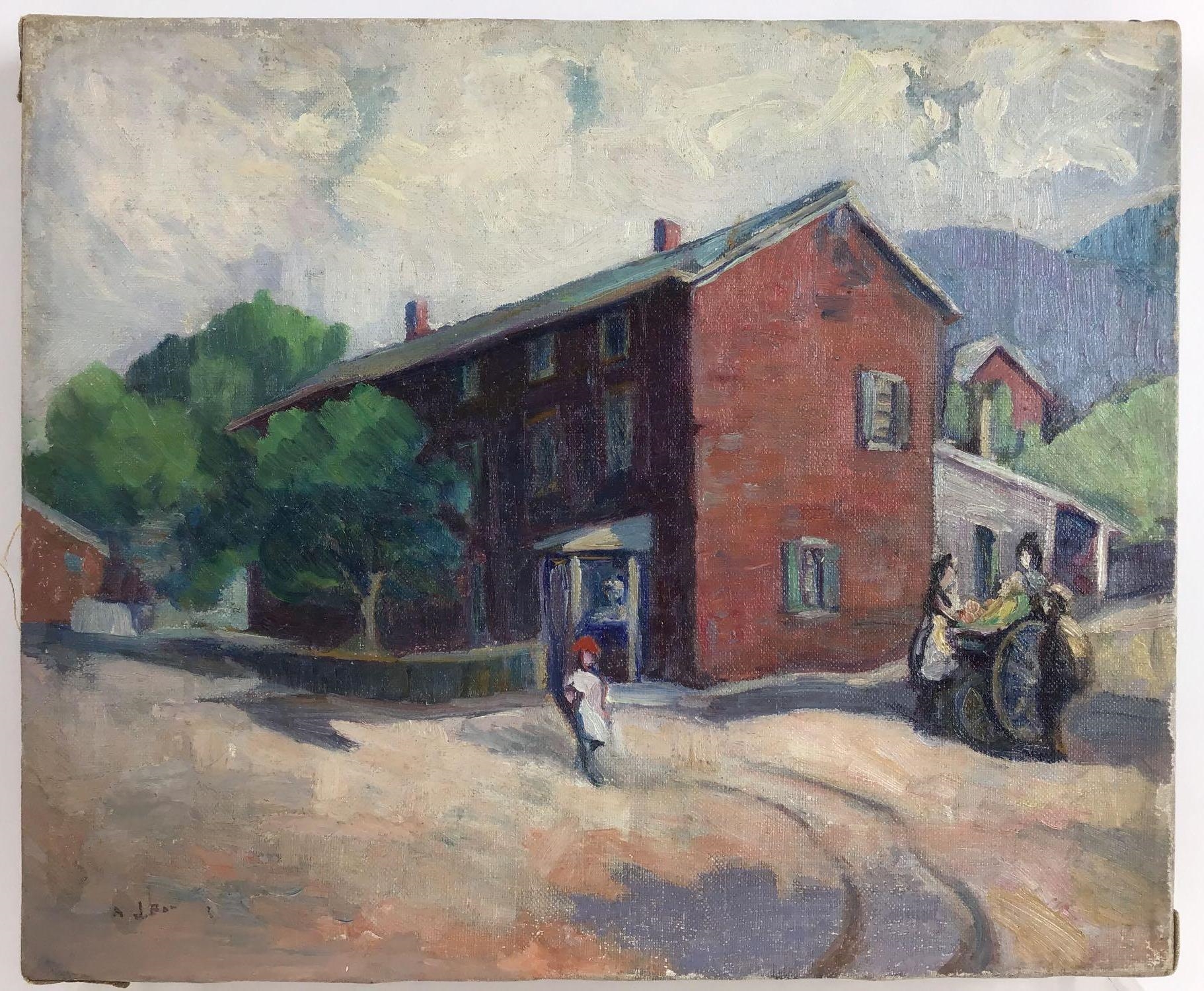 Della J. Barber | Architectural landscape with figures | MutualArt