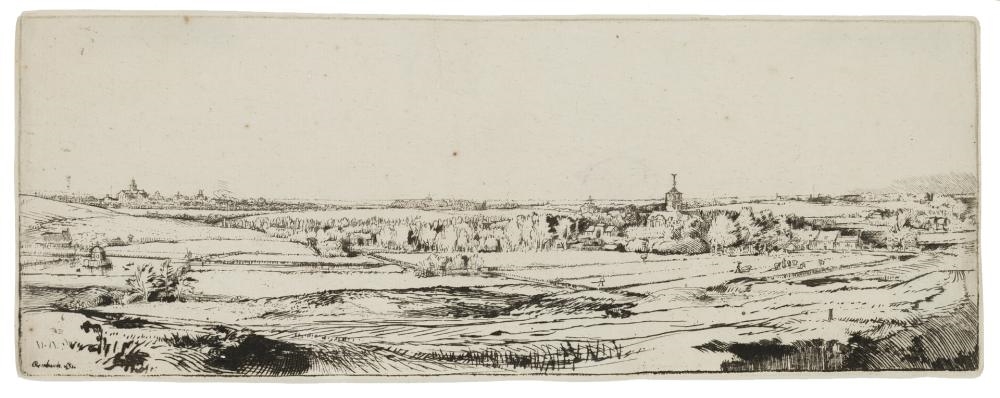 Rembrandt van Rijn | Panorama near Bloemendael showing the Saxenburg ...