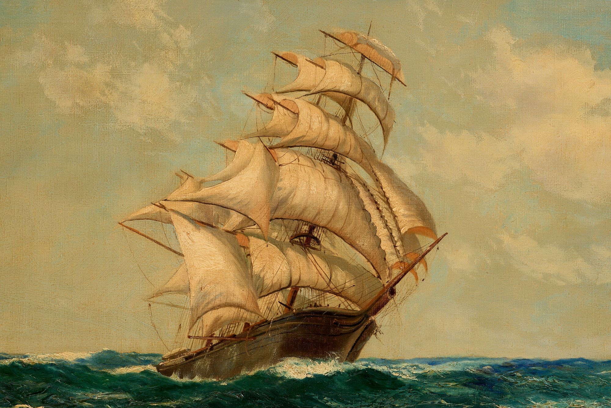 Daniel Sherrin | Daniel Sherrin Clipper Ship at Sail (Oil ca. 1939 ...